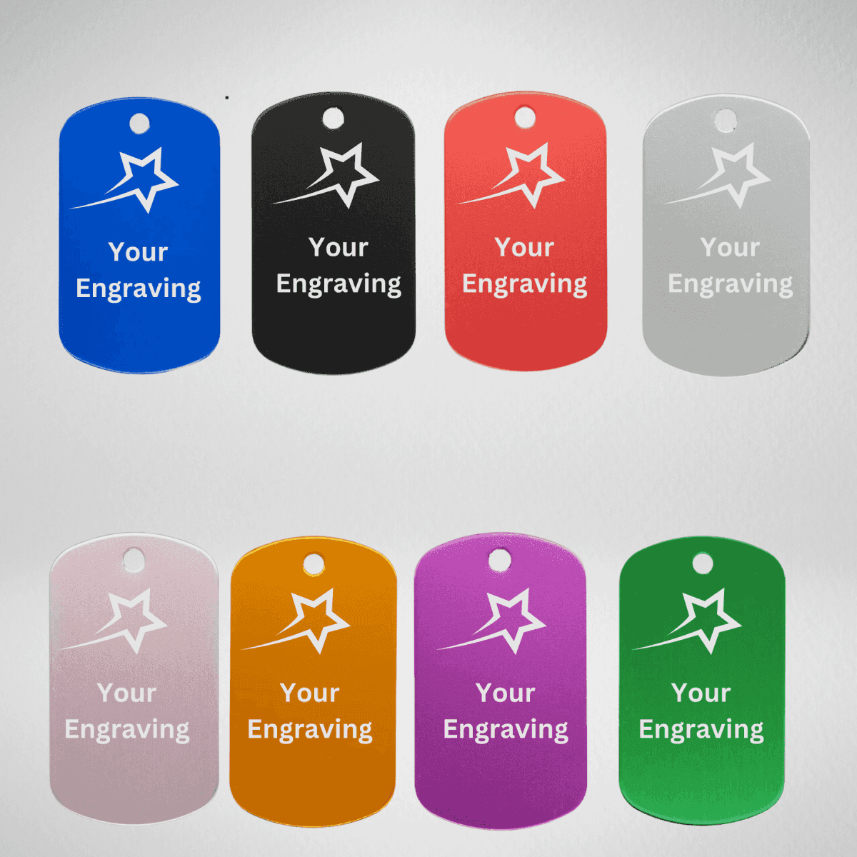 Engraved Aluminum Tags - Metal Identification and Name Tags