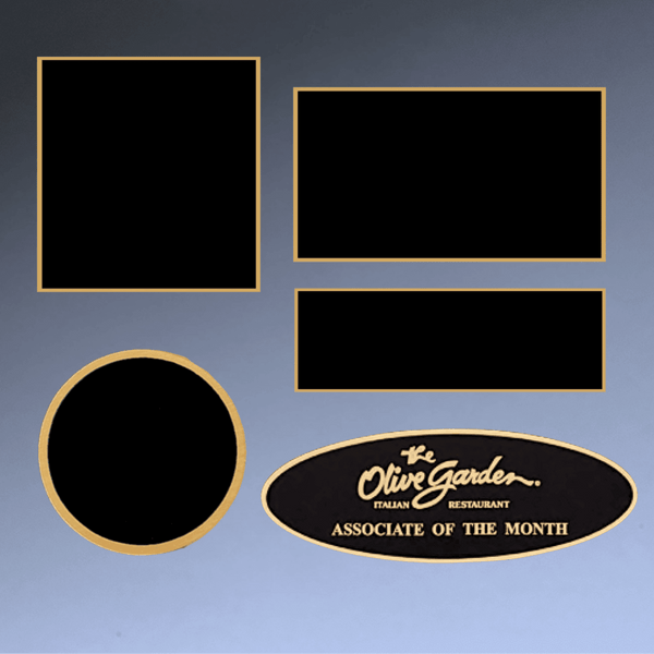 Black Brass Plates with Gold Border for Plaques and Displays