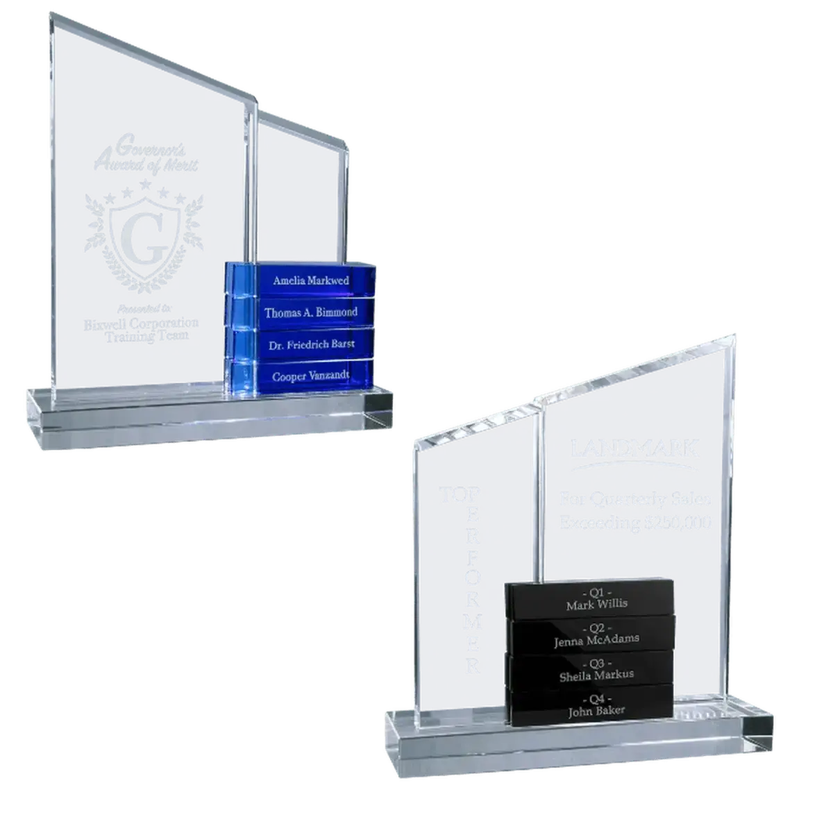 Crystal Perpetual Stand Up Plaque|LightForce Laser Engraving