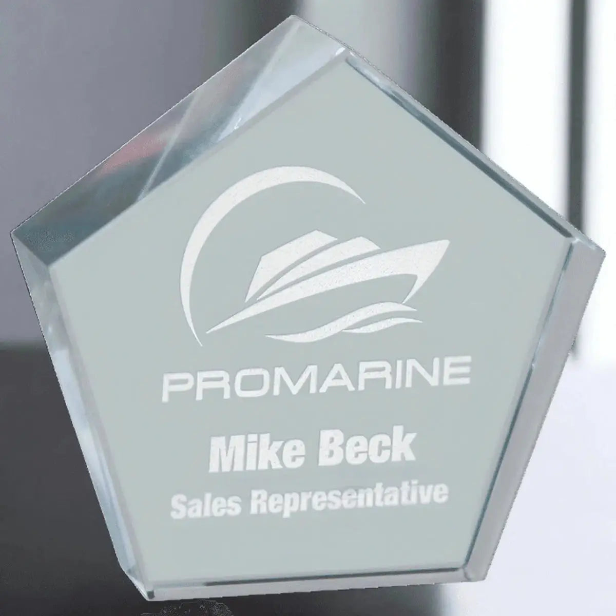 Engraved Crystal Paperweight Pentagon | LightForce Engraving