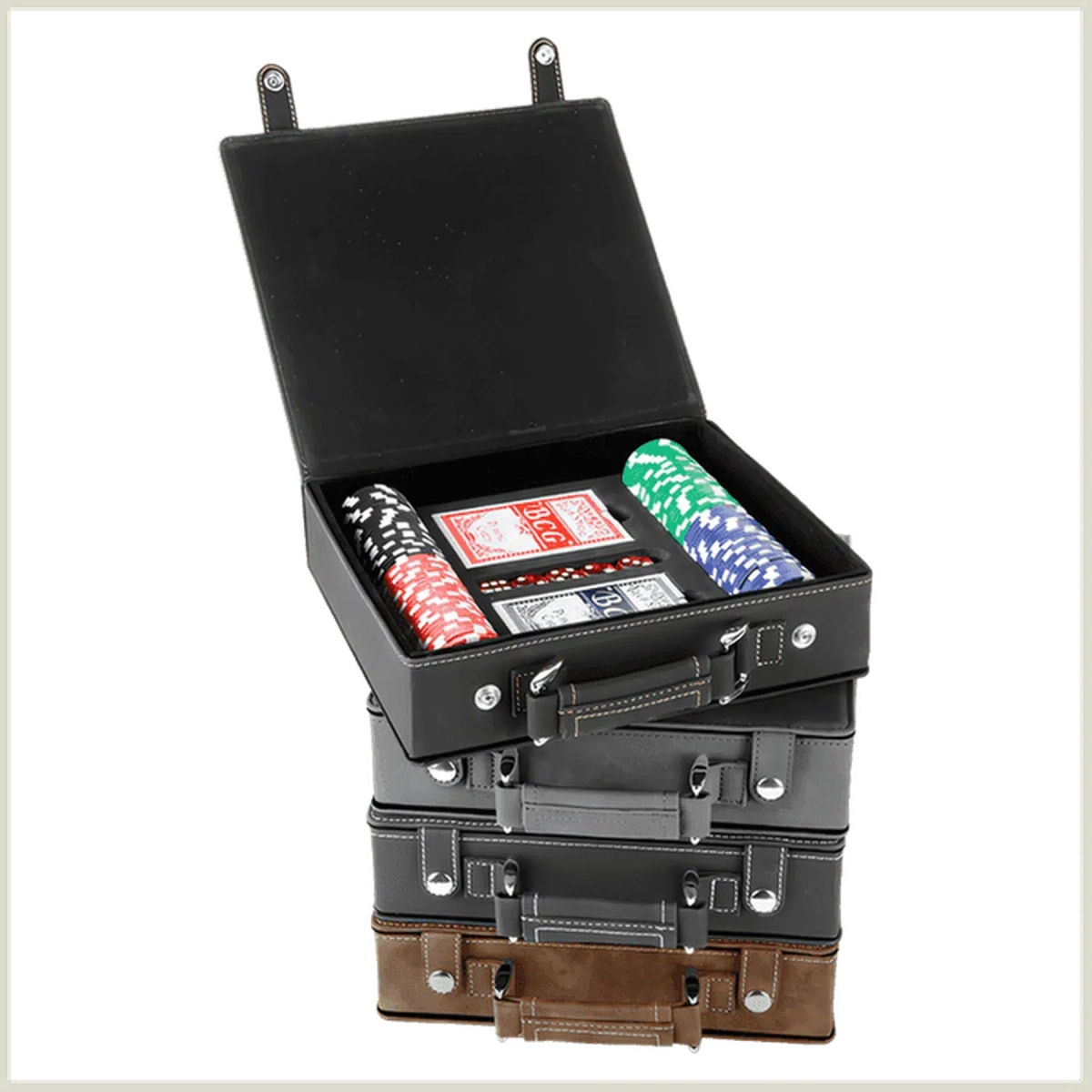 Leatherette Poker Set (2 Decks) | LightForce Laser Engraving